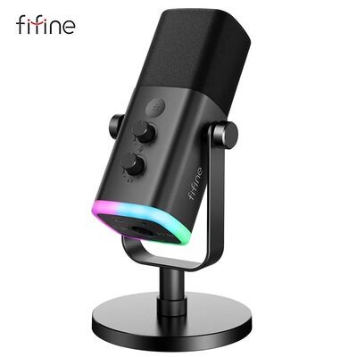 FIFINE USB/XLR Dynamic Microphone with Touch Mute Button,Hea