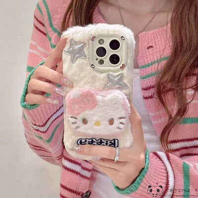 毛绒kitty猫vivo x300pro手机壳y400/y500网红x100/x200mini/s50女s30u/s20/s21/s19秋冬s18/s17t4x/v40/v29e