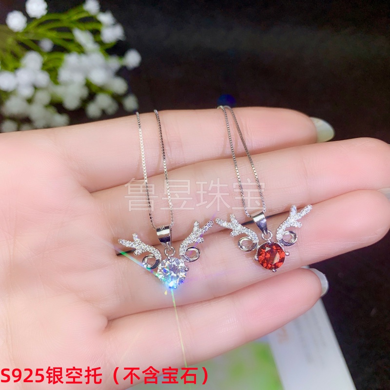 S925银吊坠空托圆形5*5mm6*6mm8*8mm9*9mm一鹿有你代镶嵌彩宝_虎窝淘