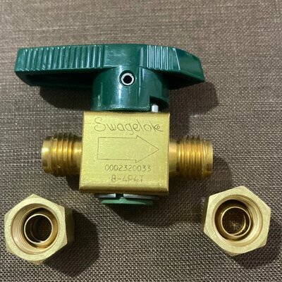 议价世伟洛克 Swalok B-4P4T 黄铜四分之一圈仪表旋塞阀1/4 in