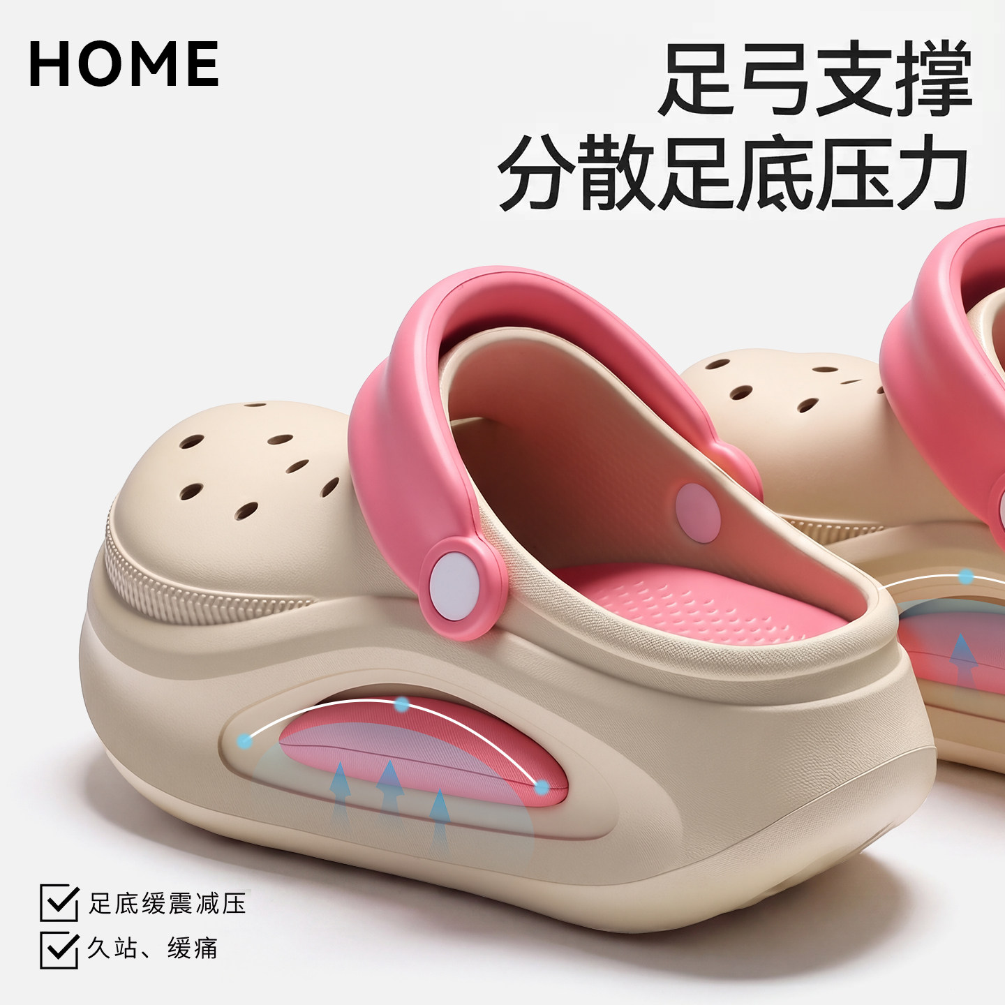 ASIFN医用手术室厚底踩屎感洞洞鞋女2026新款防滑足弓支撑凉拖鞋