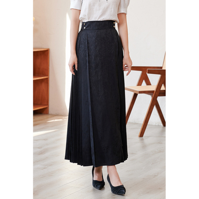 固执重工黑色提花百搭马褂半身裙