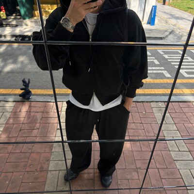 韩国代购重工高端毛圈连帽卫衣
