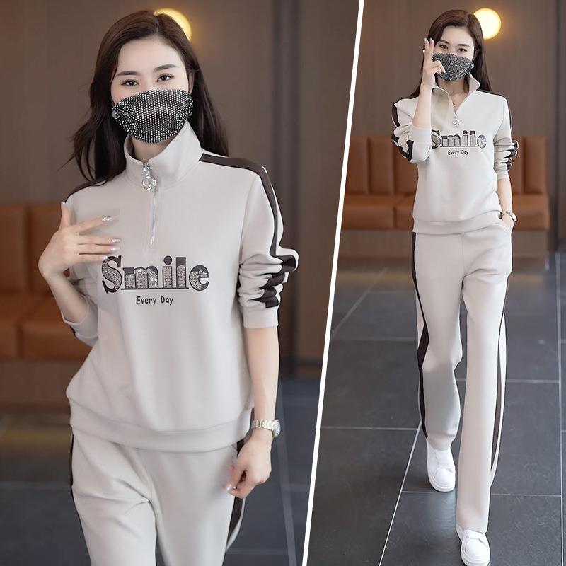 运套装7200272女动季时尚新款套头闲休跑步运动服春秋卫春衣两件