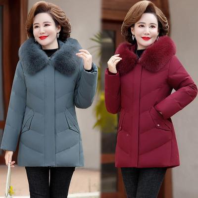 中老年绒服226-Q3冬女加厚保暖大毛羽领女装套妈妈外在白鸭绒季新