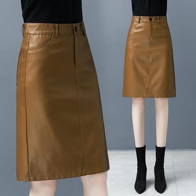 2裙024裙秋冬裙季新款A字女半身绵羊皮包臀显瘦99003气质皮大码中