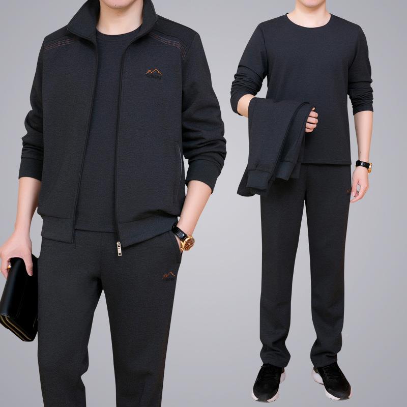 春动秋665992长袖春运动服男中健身晨跑透气大码运套装男年秋三件
