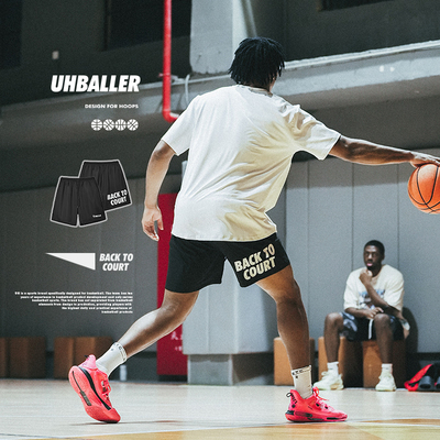UHBALLER夏季美式复古篮球训练运动透气五分短裤男透气不过膝短裤
