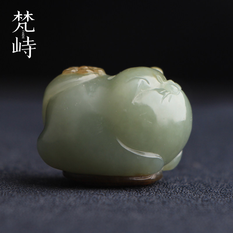 梵峙和田玉小猫挂件吊坠糖蓝玉送证书