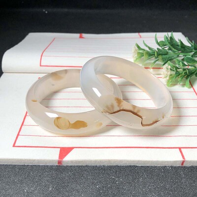 65圈口海洋玉髓手镯天然玛瑙草花