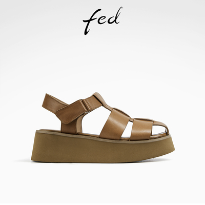 fed马皮革复古罗马凉鞋夏季新款女鞋猪笼鞋女D0518-ZFA328
