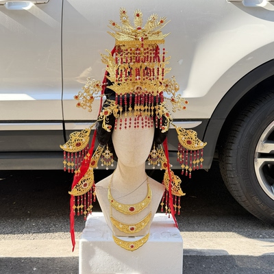 【霜翎阁】冕旒发冠则天唐风汉服全套装古风发饰品女皇帝｛武曌｝