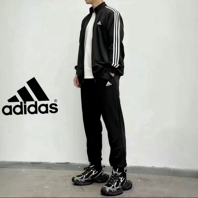Adidas/阿迪达斯 男子春秋经典运动休闲立领外套裤子套装IC6766