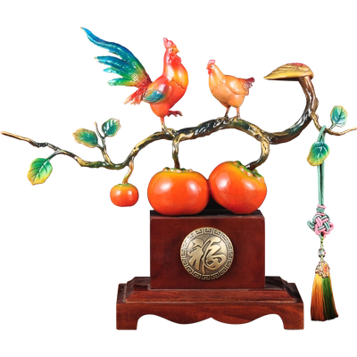 彩铜万事大吉柿子摆件柿柿如意