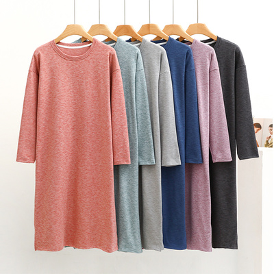 睡裙秋冬女德绒中长款磨毛连体