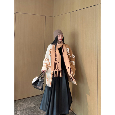 NancyCavally灰糯奶咖拼色针织衫