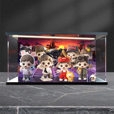 适用Baby zorra四代我是大BOSS盲盒手办带灯光场景盒亚克力收纳盒