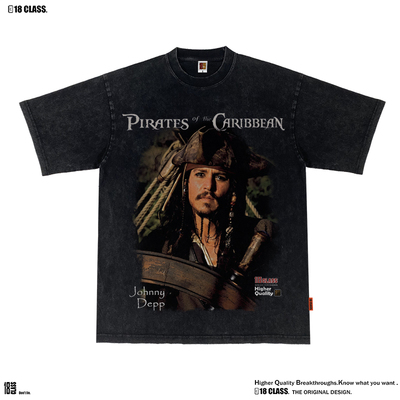 美式电影加勒比海盗水洗短袖T