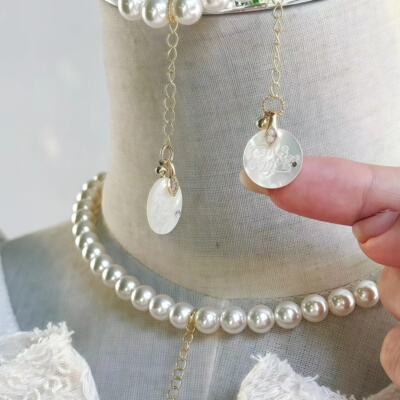 加固版/贝壳GirlsDailyOutfit 天鹅颈施珍珠项链丝绒织带chock