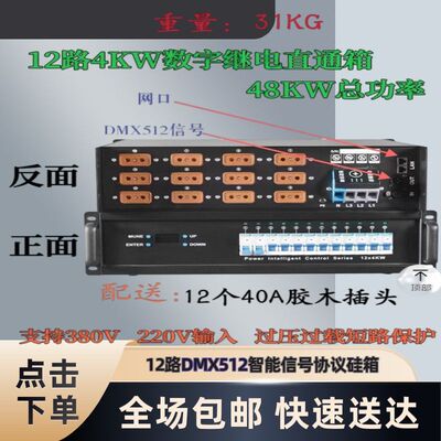 舞台灯光 电柜配电箱 12路4kw Dmx512智能数字硅箱电源直通箱酒吧