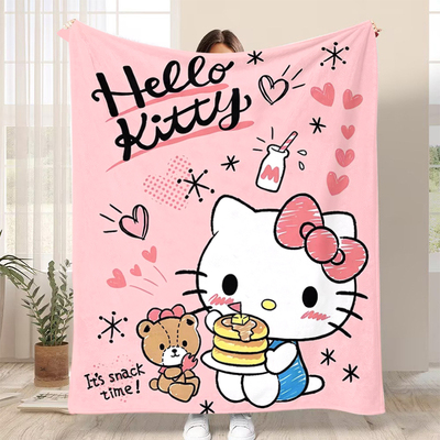 凯蒂猫法兰绒毛毯图案定制办公室空调毯披肩毯沙发毯盖腿毯午睡毯