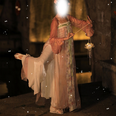 长安无艺之艺一朵大左汉唐古典服改良古风齐胸连衣裙脏粉色印花