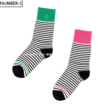 过季打折韩国代购RAINMAKER高尔夫球袜女斑马条纹中筒袜运动袜