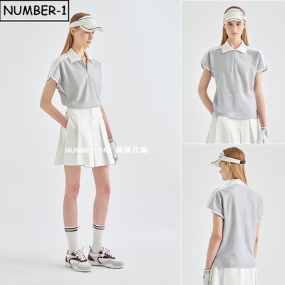 韩国代购高尔夫球服26年女夏吸湿排汗速干透气半拉链翻领短袖T恤