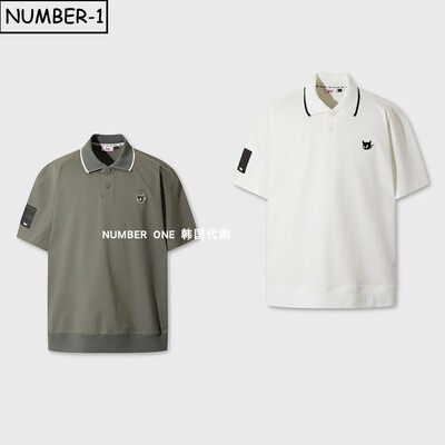 韩国代购waac高尔夫球服26年男夏季徽标半纽扣翻领短袖T恤polo衫