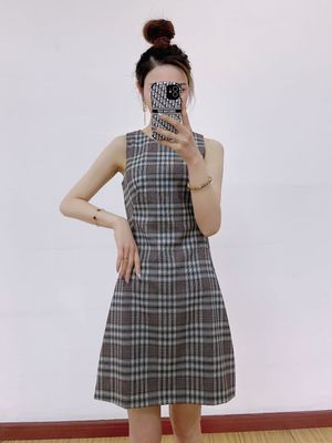 羊毛千鸟格无袖连衣裙