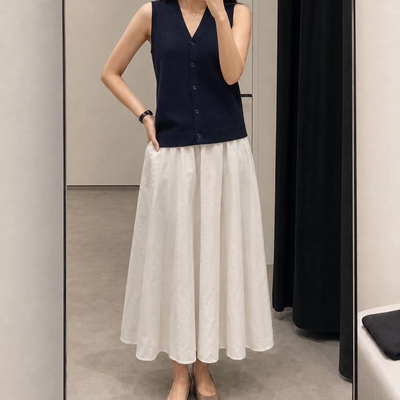 绍兴美代 theory VNECK 女士V领羊毛无袖针织马甲开衫 Q031701R
