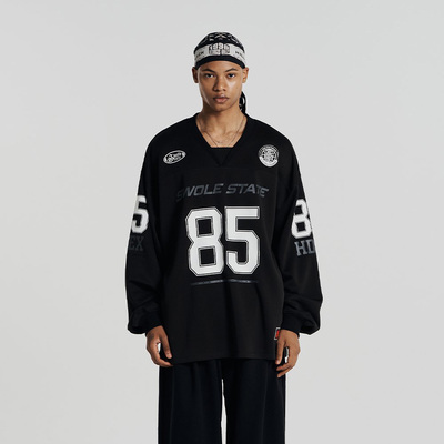 黑SM白SL2XL蓝S现货朴灿烈朱志鑫同款HDEX宽松学院风卫衣球衣T恤