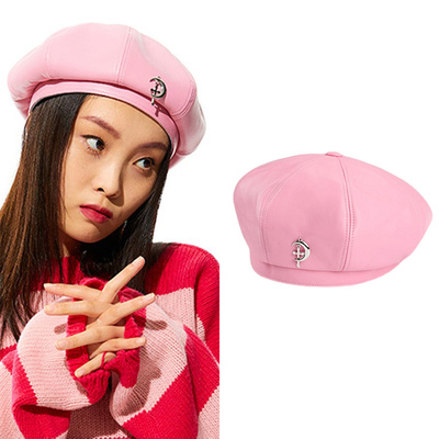 秒发甜酷韩系粉色韩国代购贝雷帽