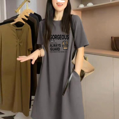 宽松短袖连衣裙女胖MM