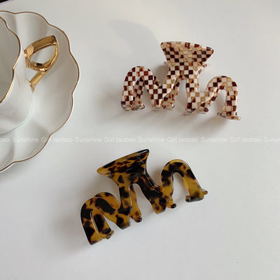 韩国醋酸豹纹抓夹气质小众马尾