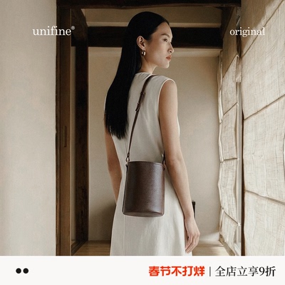 植鞣头层牛皮水桶包小包