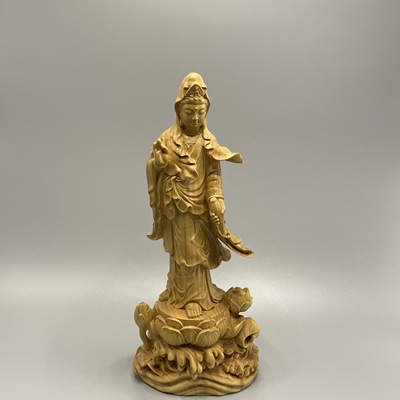 小叶黄杨木西方三圣神像摆件摆件