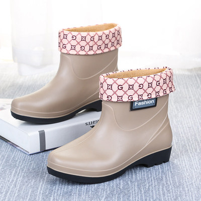 四季加厚防水雨靴女短筒防滑保暖