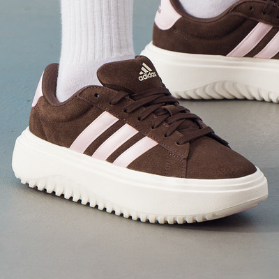 adidas阿迪达斯女子GRAND COURT时尚复古厚底运动休闲鞋KI5137