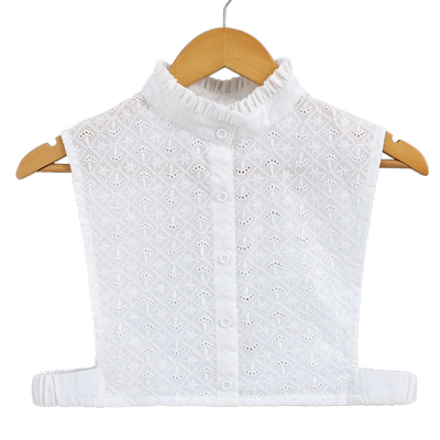 百搭绣花木耳边白色假衣领