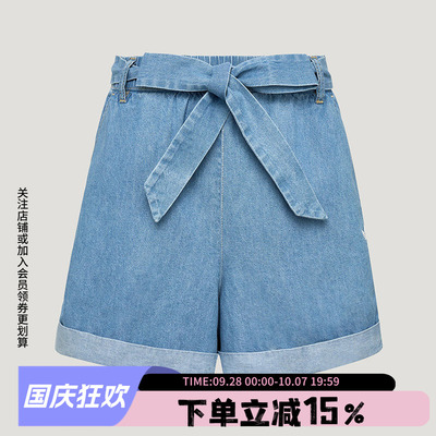 阿迪达斯三叶草女款牛仔短裤