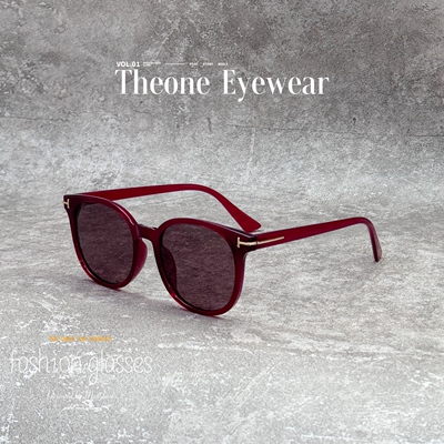 147mm复古红色T字偏光太阳镜