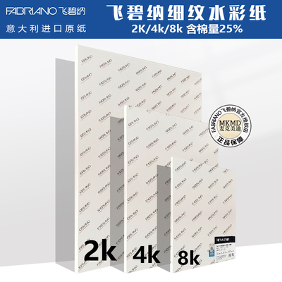 FABRIANO意大利飞碧纳版画纸4k8k2k 细纹水彩纸25%棉300g油性彩铅
