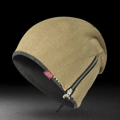 双层针织金属拉链滑雪运动毛线帽