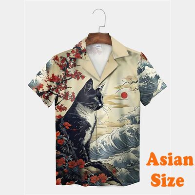 翻领纽扣印花短袖T恤Flip collar printed short sleeved T-shirt