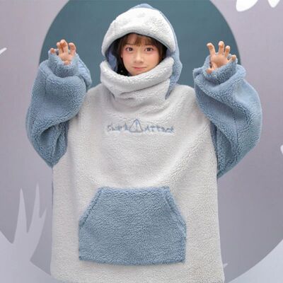 Women Winter Thick Fuzzy Plush Sweatshirt Harajuku Cute Zipp
