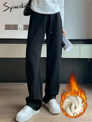 Syiwidii Fleece Sweatpants Women Setwear Pants High Waist Lo