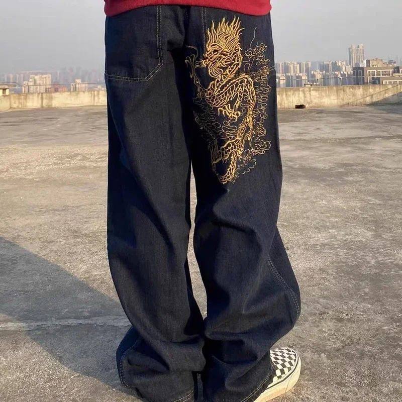 Retro Set Skateboarding Set Dance Loose Chinese Dragon Embro