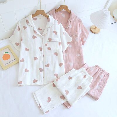 3 Colors New Spring Summer Pajamas For Women 100% Cotton Cre