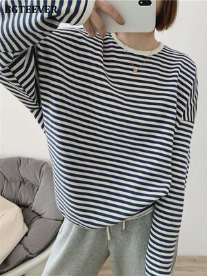 BGTEEVER 2022 Autumn Casual Striped Pullovers Women Knitted
